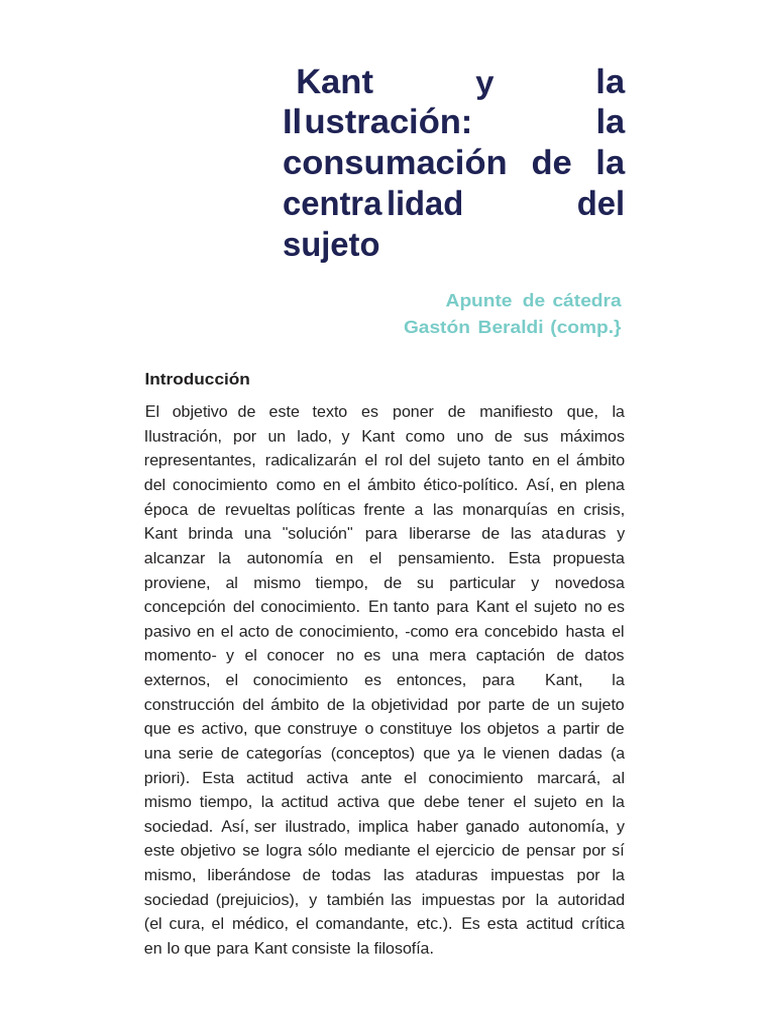 Unidad 2. Parte II. Kant y La Ilustración_editable 27-02-23 (1) | PDF | Era de iluminacion ...