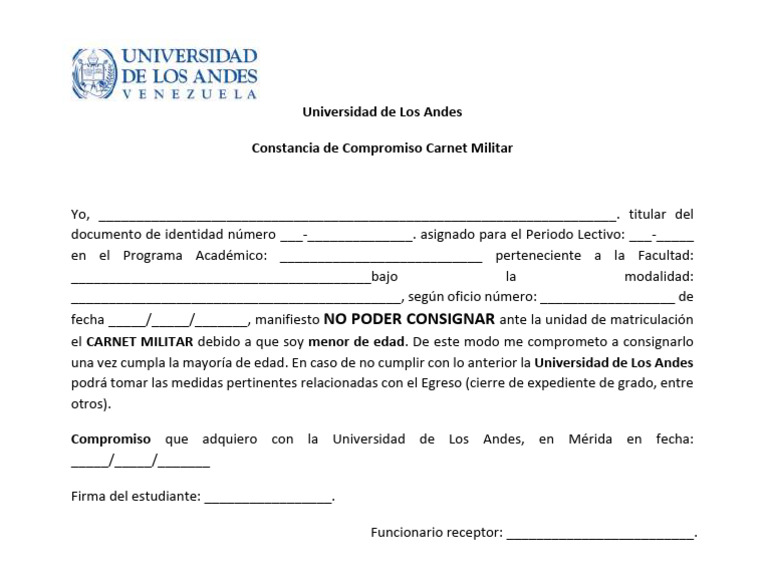 Constancia de Compromiso Carnet Militar | PDF