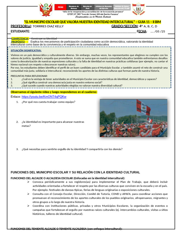 Guia 11 - DPCC - 2BIM 4to Ano | PDF | Perú | Democracia