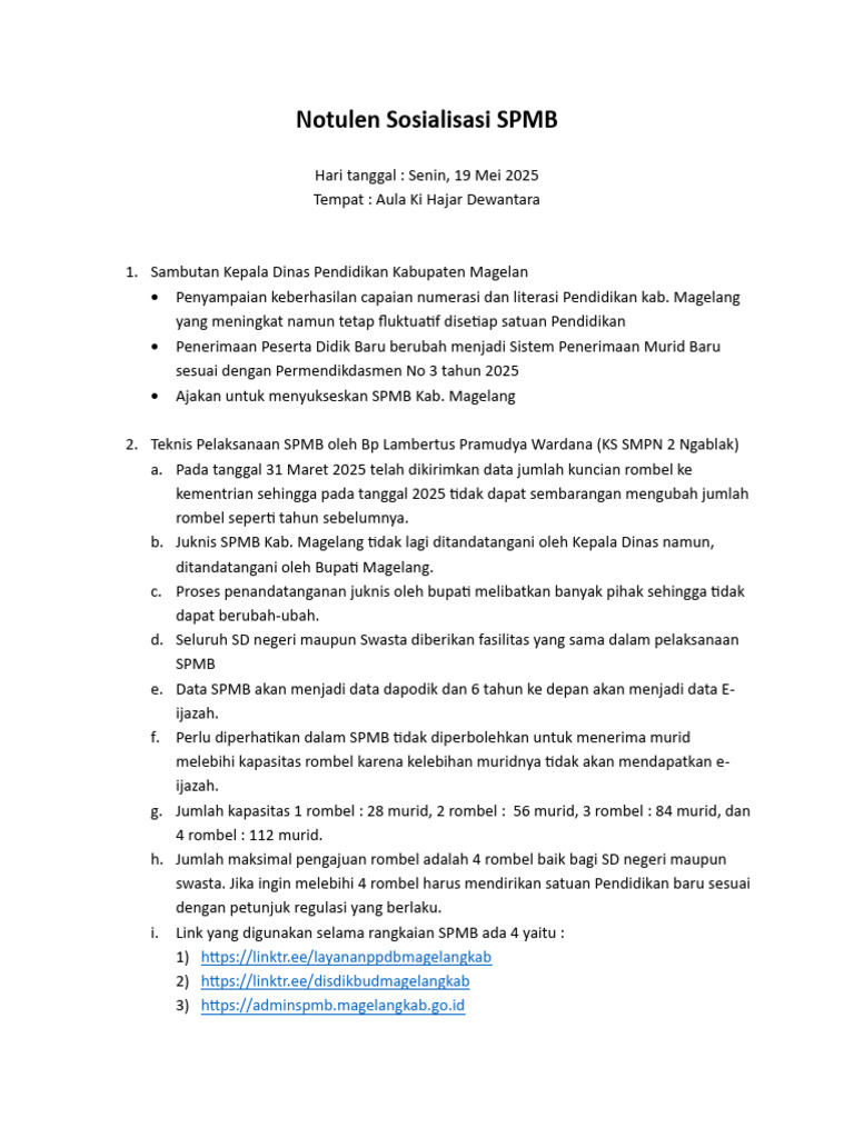 Notulen Sosialisasi SPMB | PDF