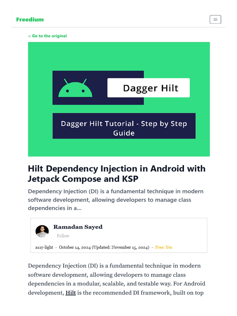 Hilt Dependency Injection in Android With Jetpack Compose and KSP - by Ramadan Sayed - Freedium ...