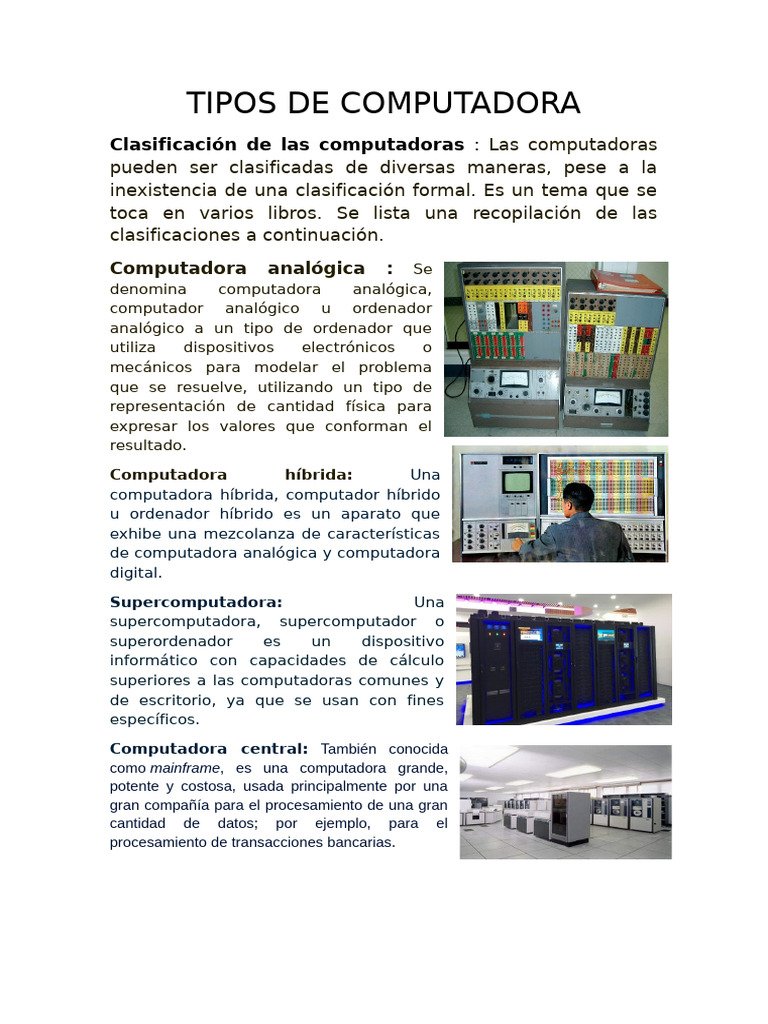 Tipos de Computadora | PDF