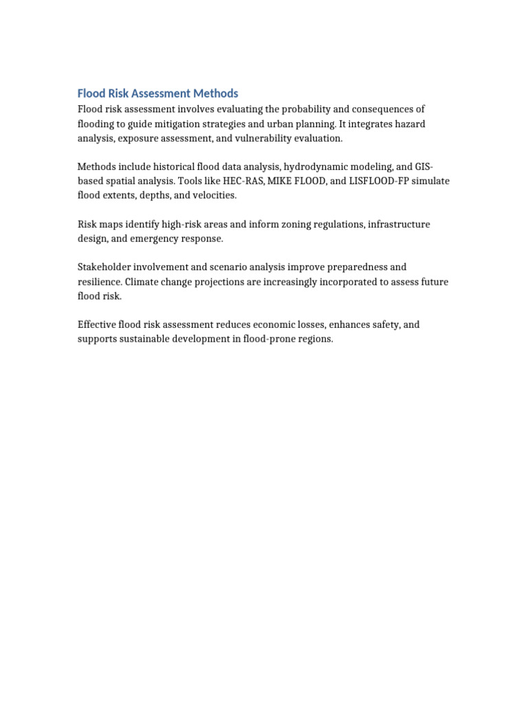 Flood Risk Assessment Methods Expanded | PDF