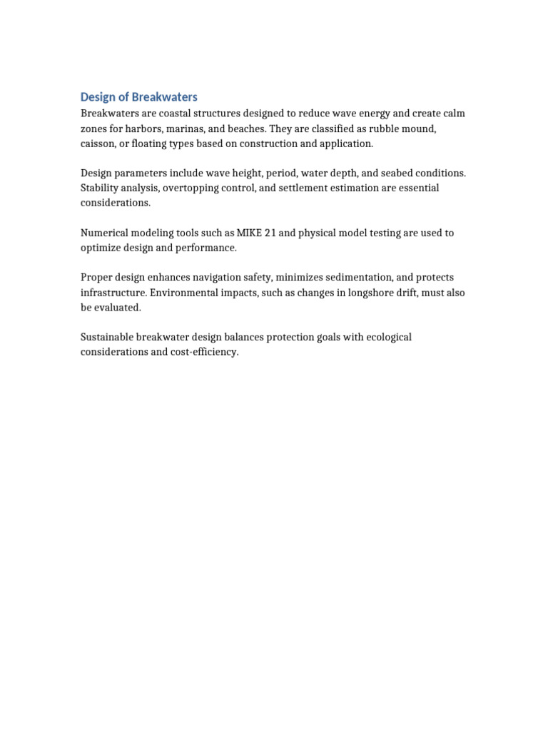 Breakwater Design: Types and Considerations | PDF