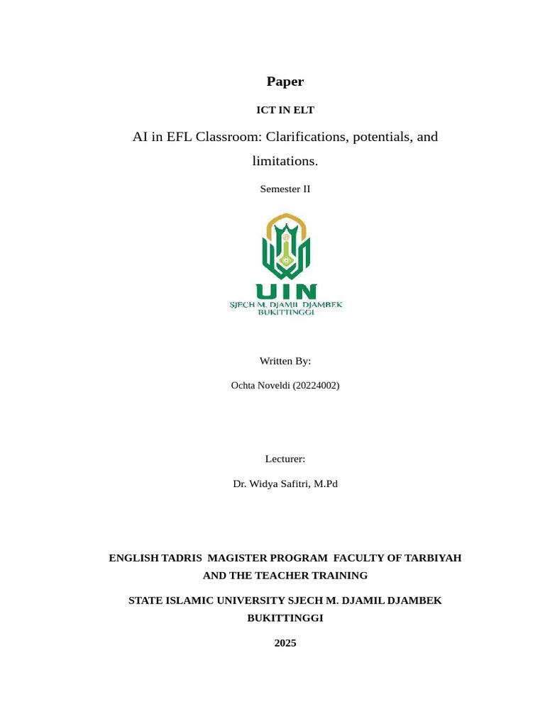 Paper Ict in Elt Ai in Esp Ochta Noveldi | PDF | Artificial Intelligence | Intelligence (AI ...