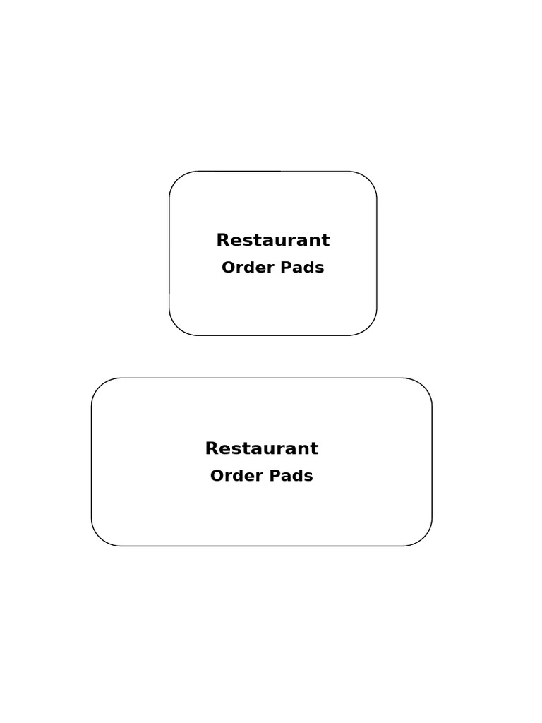 Restaurant: Order Pads | PDF