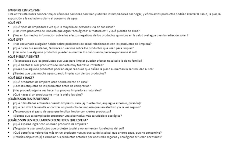 Entrevista Estructurada 1 (1) | PDF