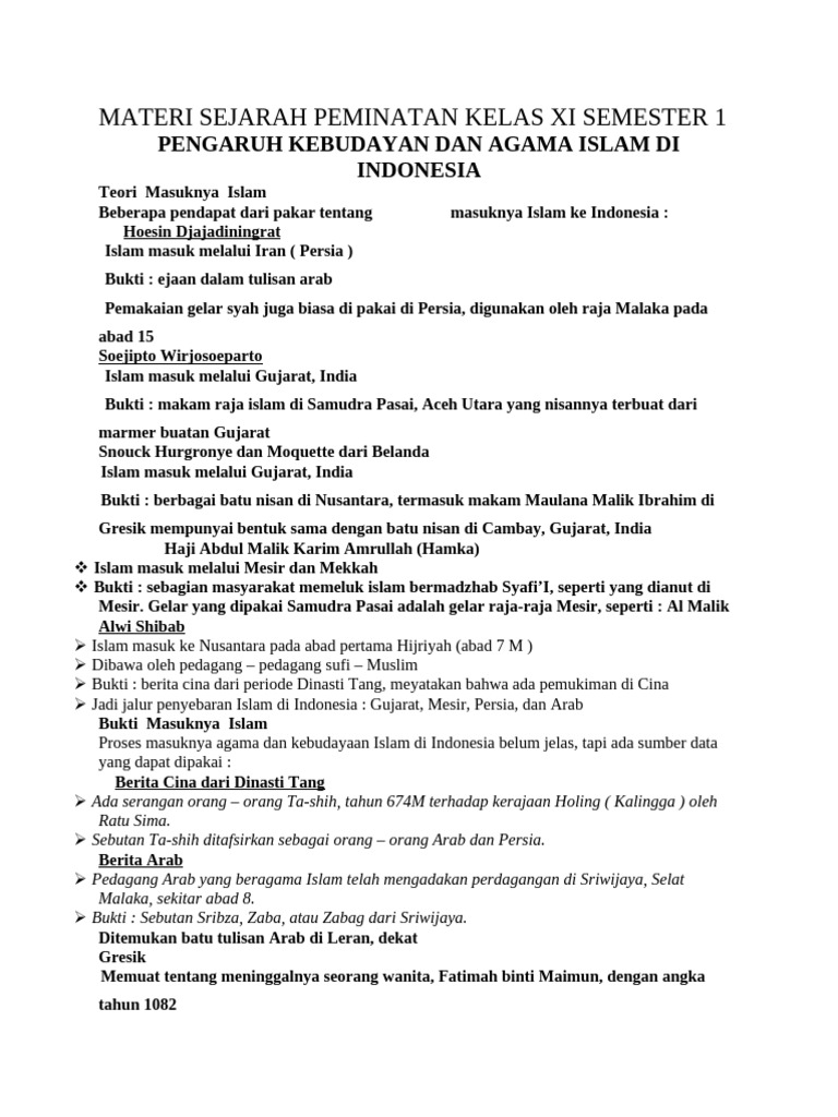 Materi Sejarah Peminatan Kelas Xi Semester 1 | PDF