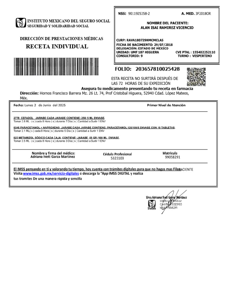 Receta Medica de Alan | PDF