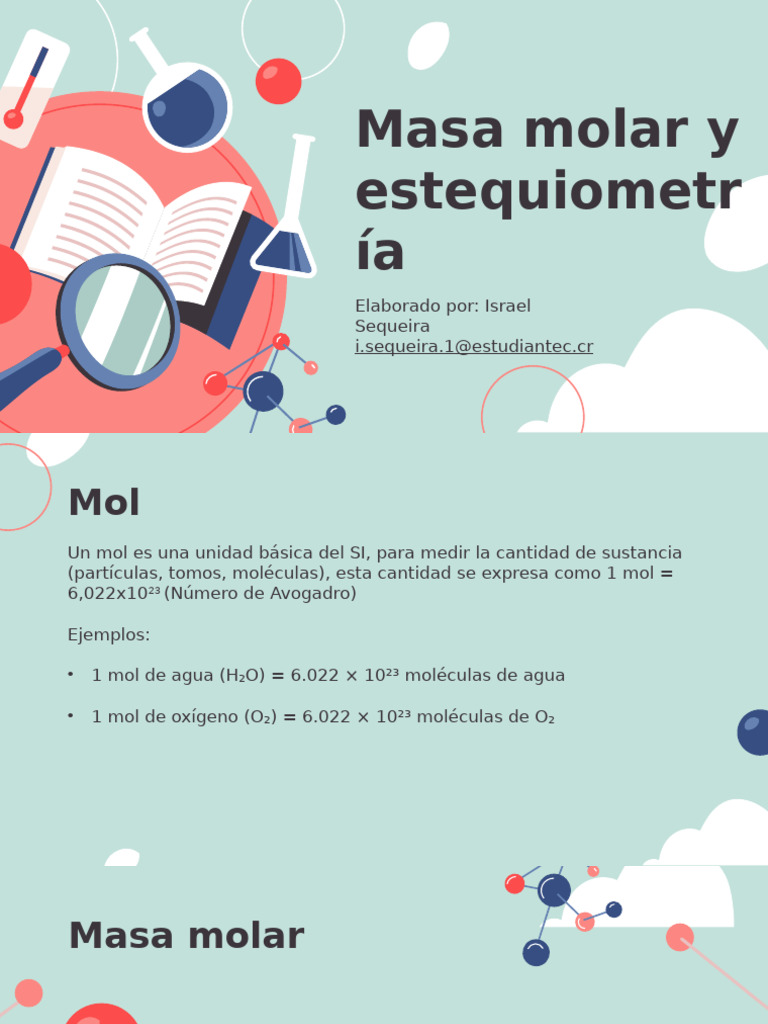 Masa Molar y Estequiometria SR. | PDF | Mole (Unidad) | Estequiometría