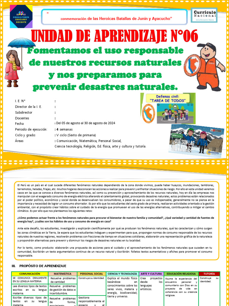 6° Unidad de Aprendizaje N°6 | PDF | Aprendizaje | Datos