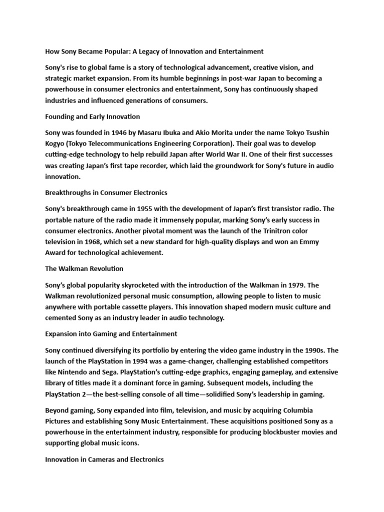How Sony Became Popular | PDF | Sony | Consumer Electronics