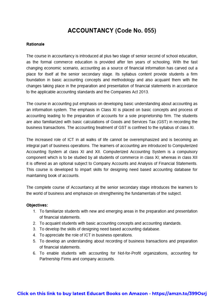 Class 11 Accountancy Syllabus 2023-24 | PDF | Debits And Credits ...