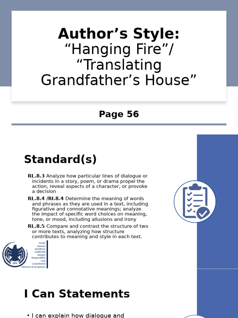 G8 (Authorâ - S Style) Hanging Fire" "Translating Grandfather's House | PDF