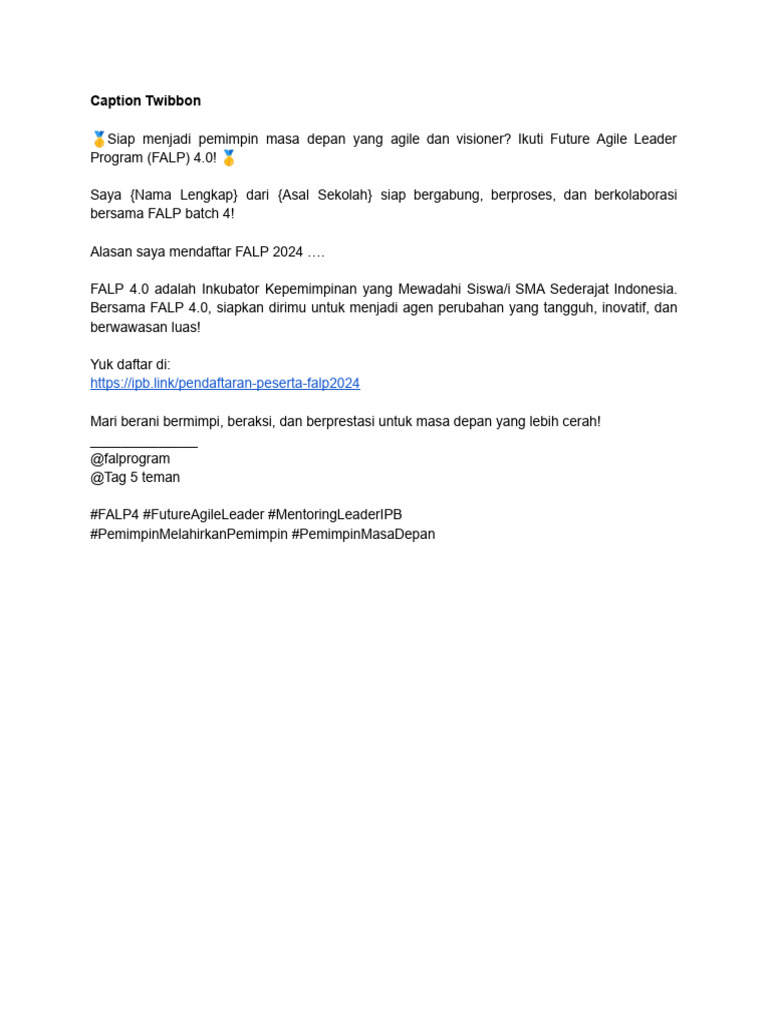 Caption Twibbon | PDF