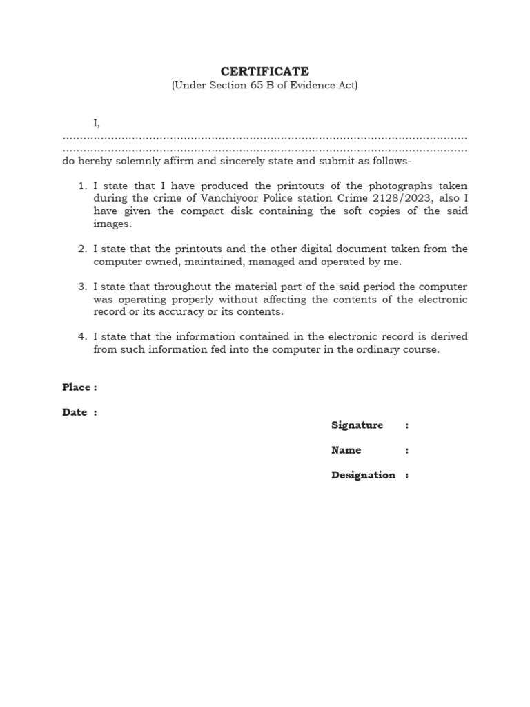 65B Certificate | PDF