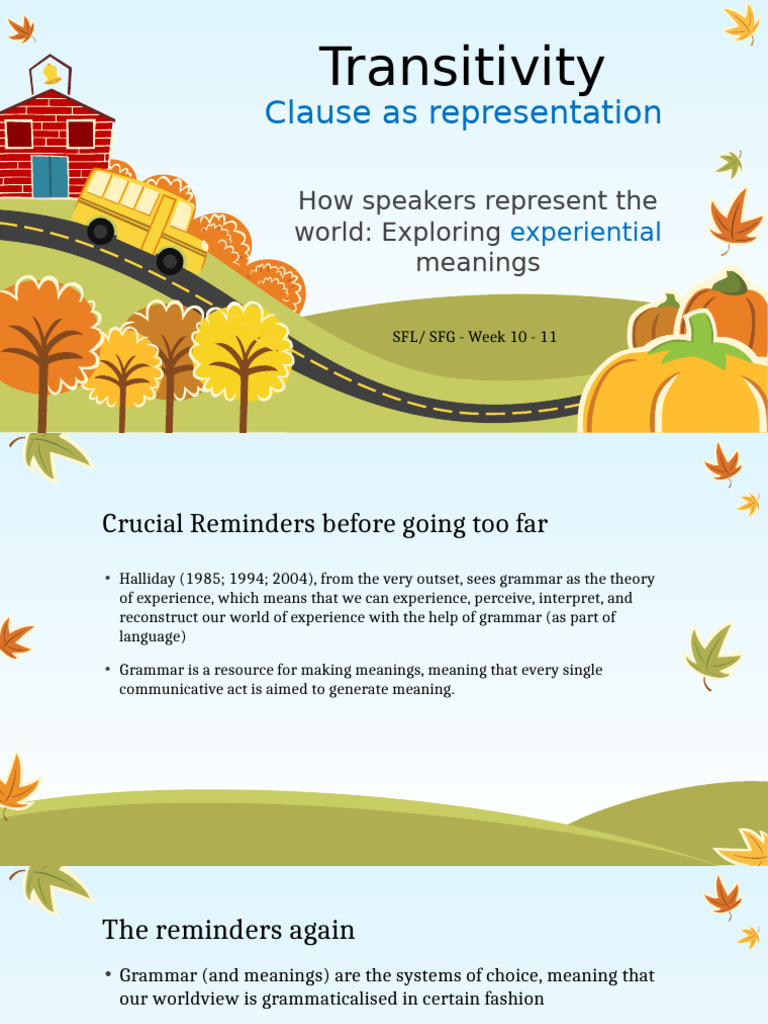SFL 9 - Transitivity (1) | PDF | Linguistic Morphology | Linguistic ...