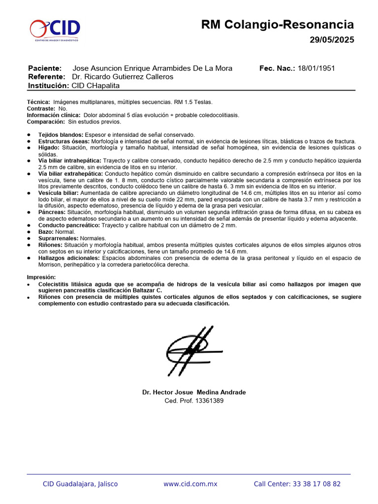 RM Colangio-Resonancia | PDF | Vesícula biliar | Sistema digestivo
