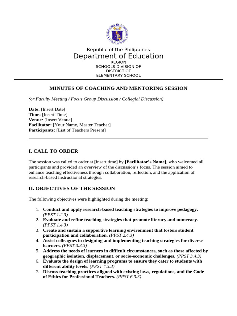Coaching and Mentoring Session Minutes | PDF | Differentiated ...
