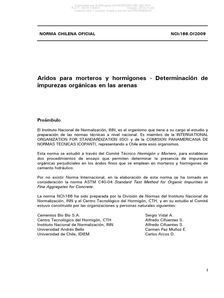 NCh00166 2009 047 | PDF | Hormigón | Hidróxido de sodio