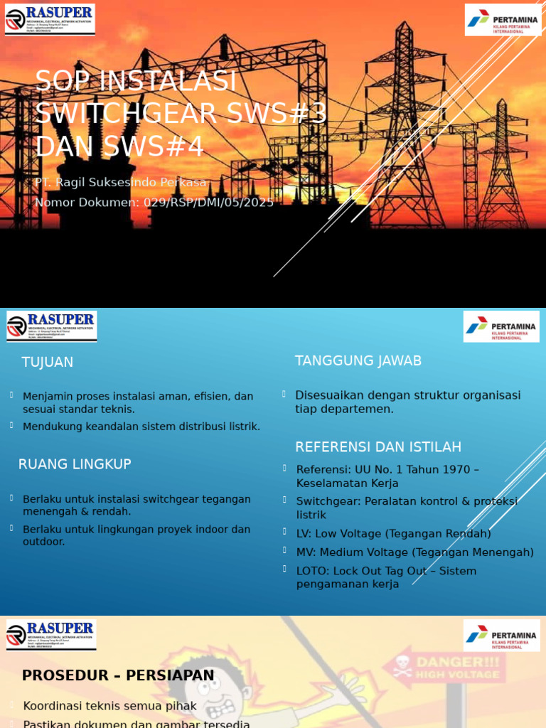 SOP Instalasi Switchgear SWS3 SWS4 With Logo Ragil Pertamina 2 | PDF