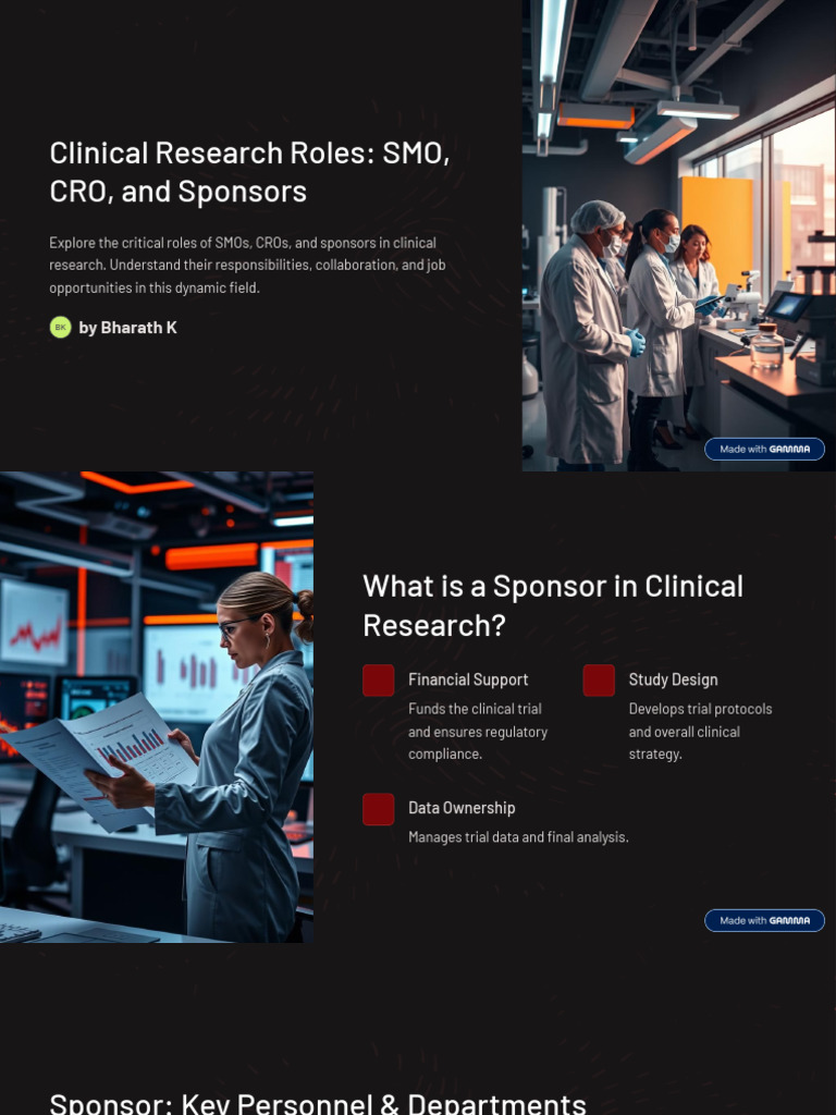 Clinical Research Roles SMO CRO and Sponsors | PDF | Clinical Trial | Business