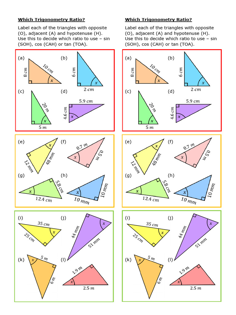 Which Trig Ratio Practice Strips | PDF