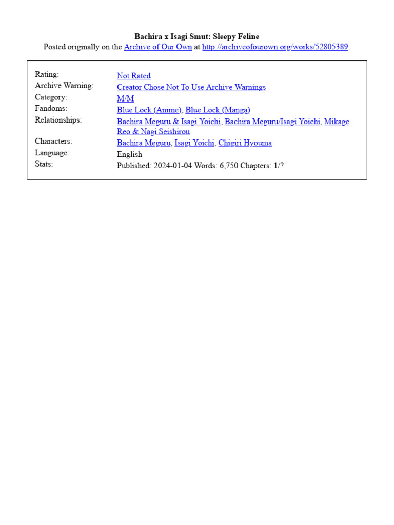 Bachira X Isagi Smut | PDF