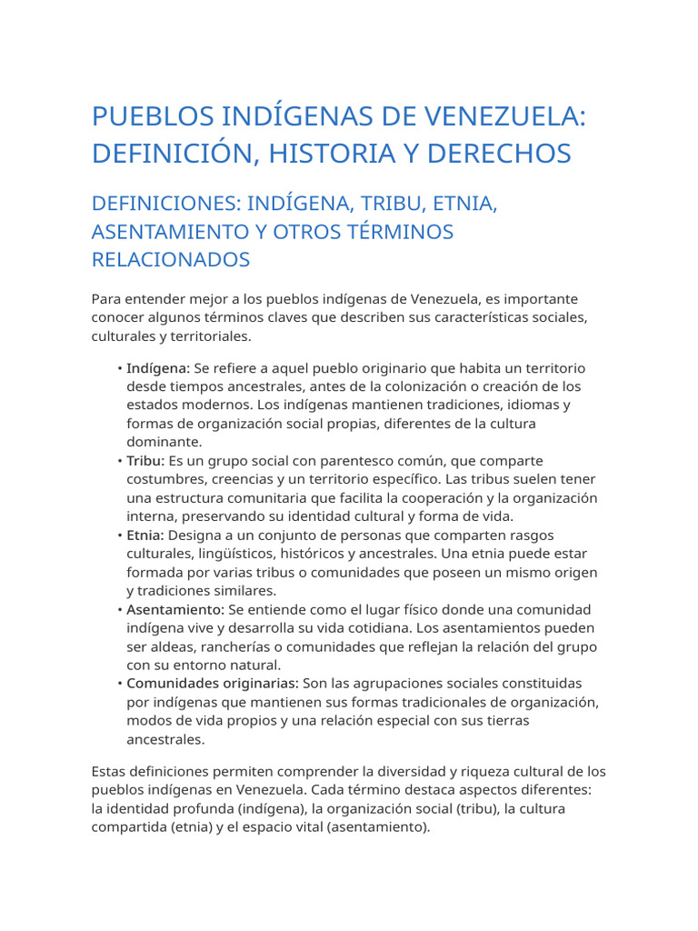 Pueblos Indígenas de Venezuela: Historia y Cultura | PDF | Tribu ...