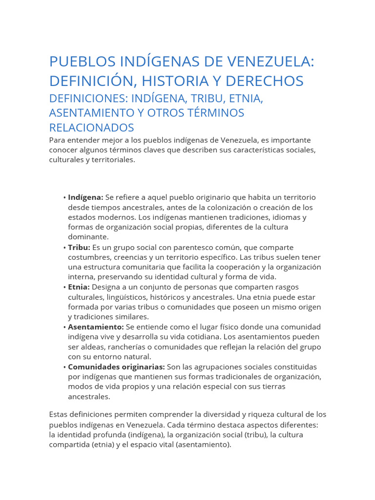 Pueblos Indígenas de Venezuela: Historia y Derechos | PDF | Tribu ...