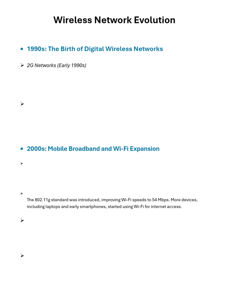 Evolution of Wireless Networks | PDF | 4 G | Mobile Broadband