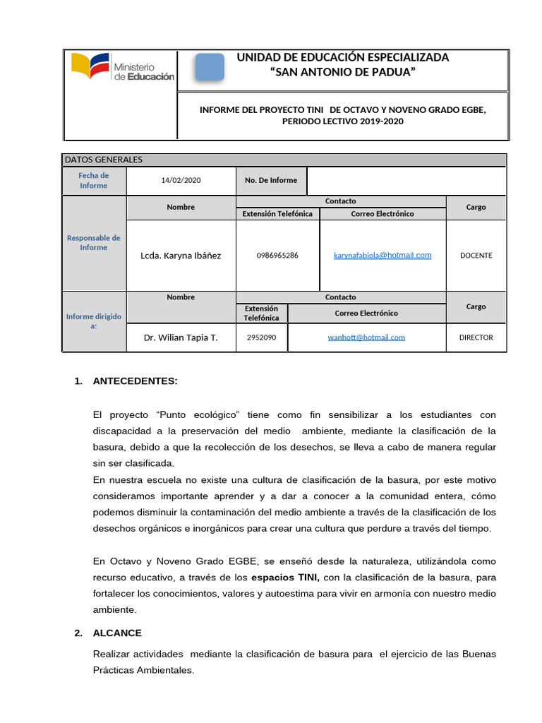 Informe Tini | PDF | Residuos | Entorno natural
