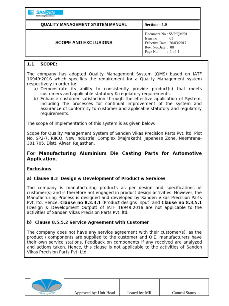 IATF Clause 1 Scope | PDF