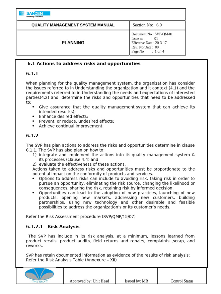 IATF Clause 6 Planning | PDF | Risk | Quality Management
