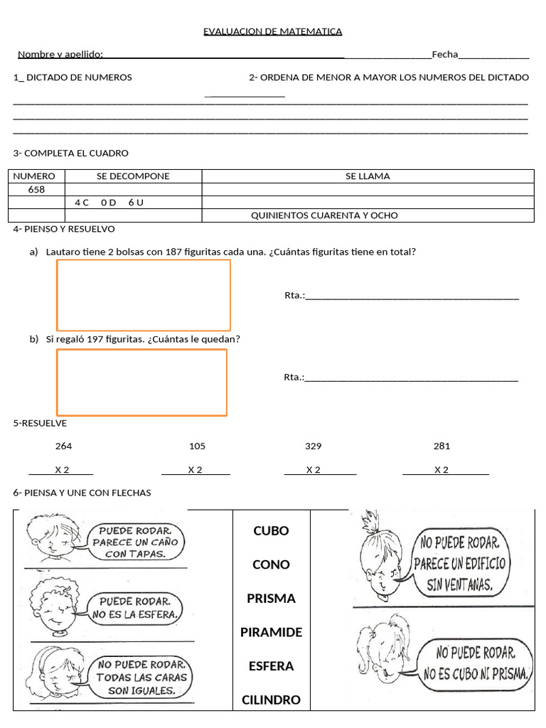 Prueba 3 Bimestre Matema | PDF