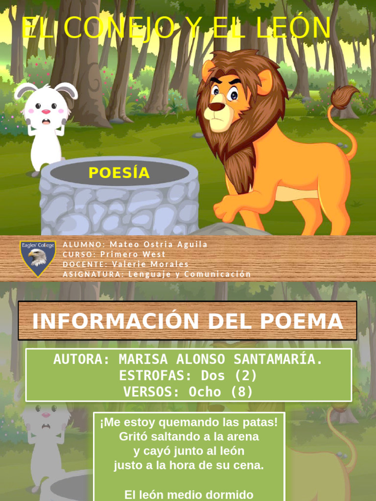 El Conejo y El León (Poema) (Mateo Ostria) | PDF