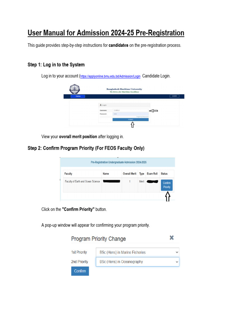Admission 2024-25 Pre-Registration Guide | PDF