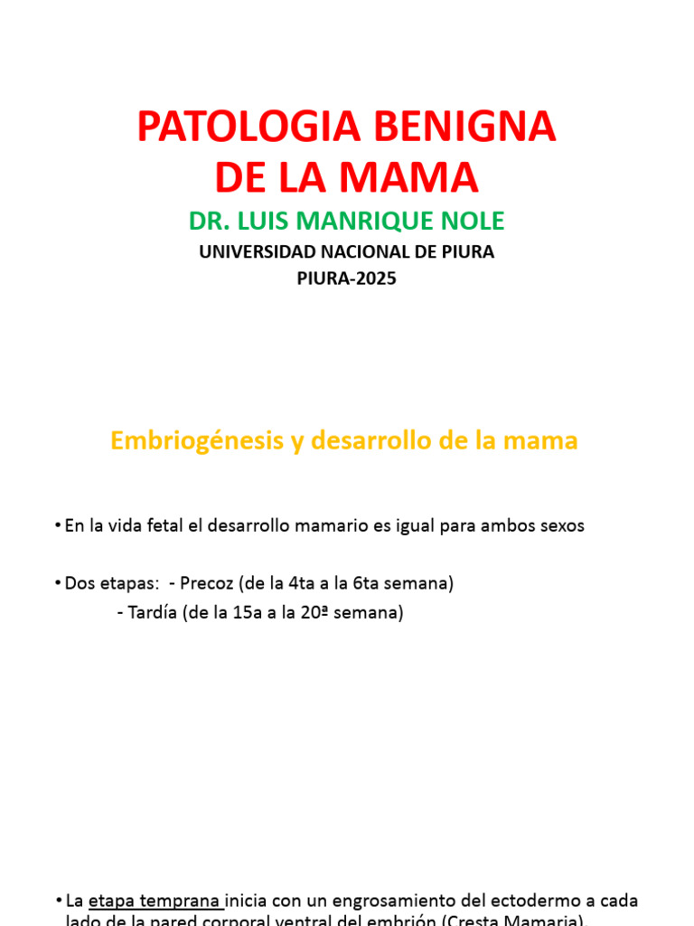 Clase Patologia Benigna de La Mama | PDF | Pecho | Neoplasias