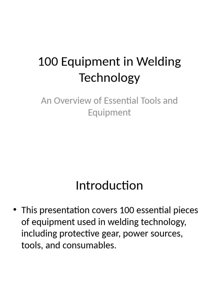 Essential Welding Equipment Overview | PDF | Welding | Construction