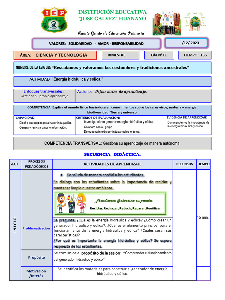 SESIÓN. C y T. 15 | PDF | Aprendizaje