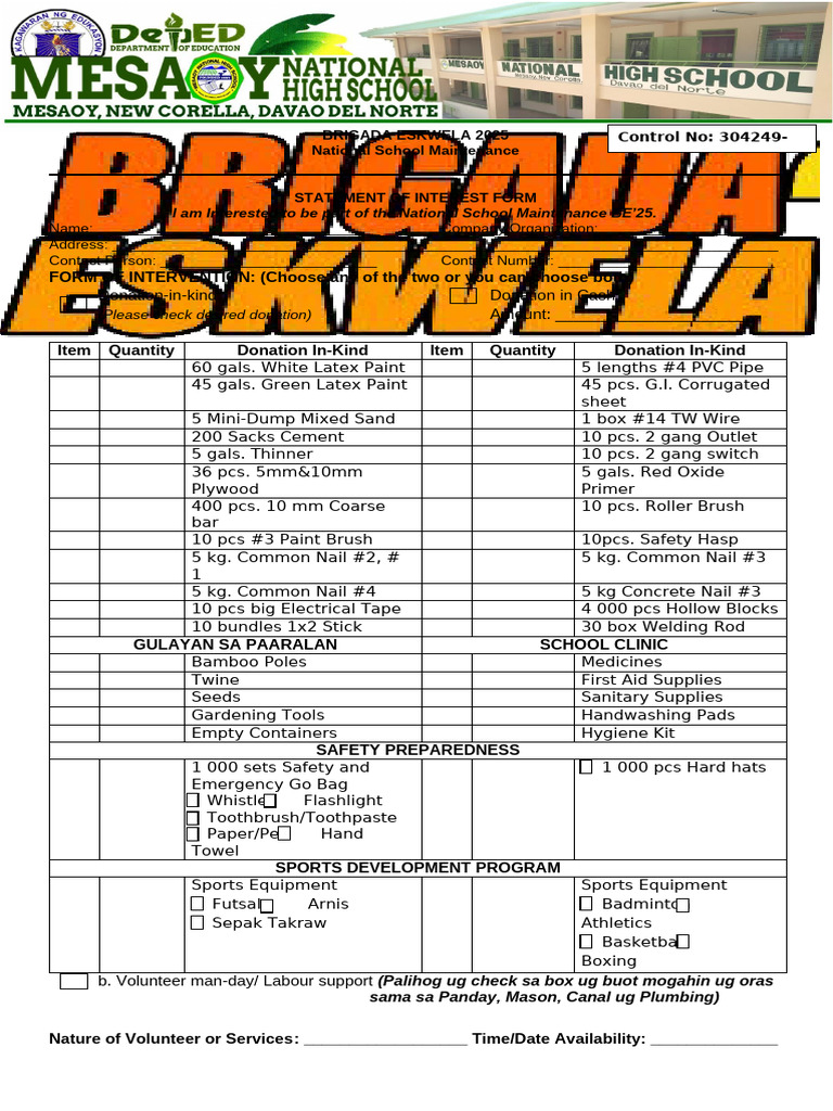 Brigada Eskwela 2025 Solicitation 2 | PDF