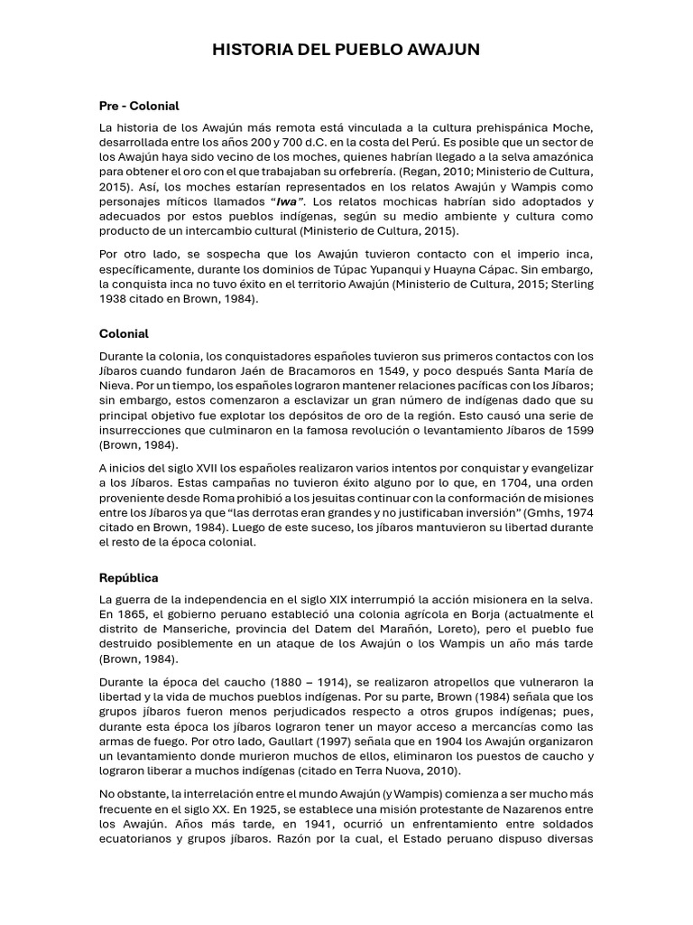 Historia del Pueblo Awajún | PDF | Perú | Imperio Inca