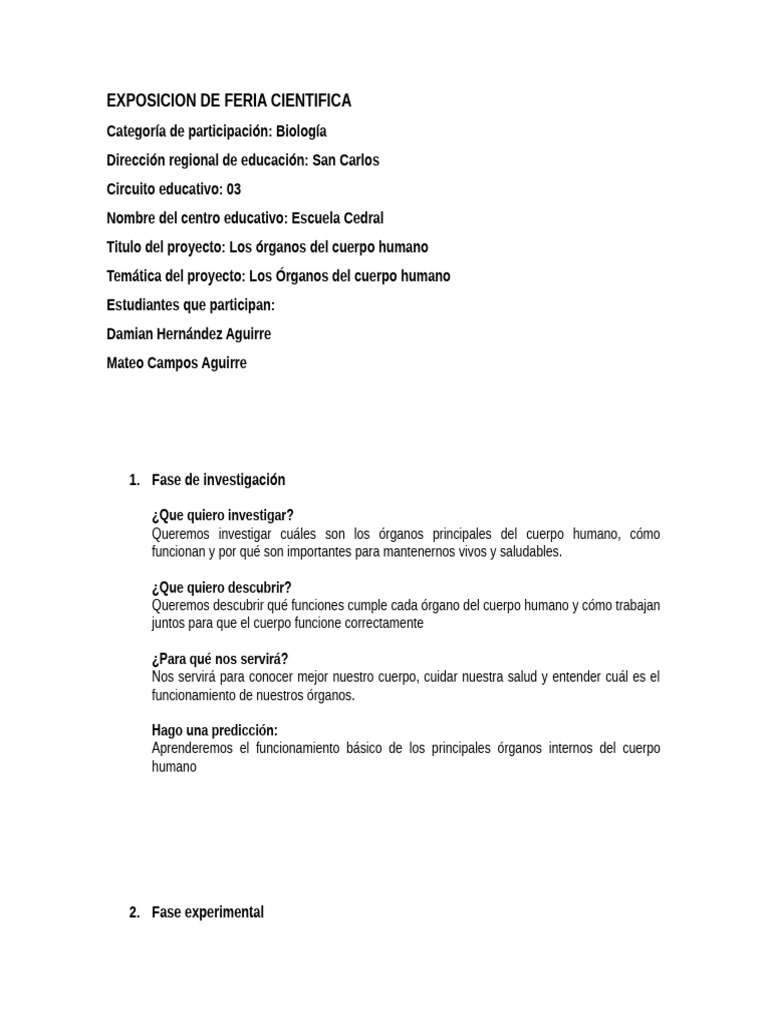 Exposicion de Feria Cientifica Dami y Mateo | PDF