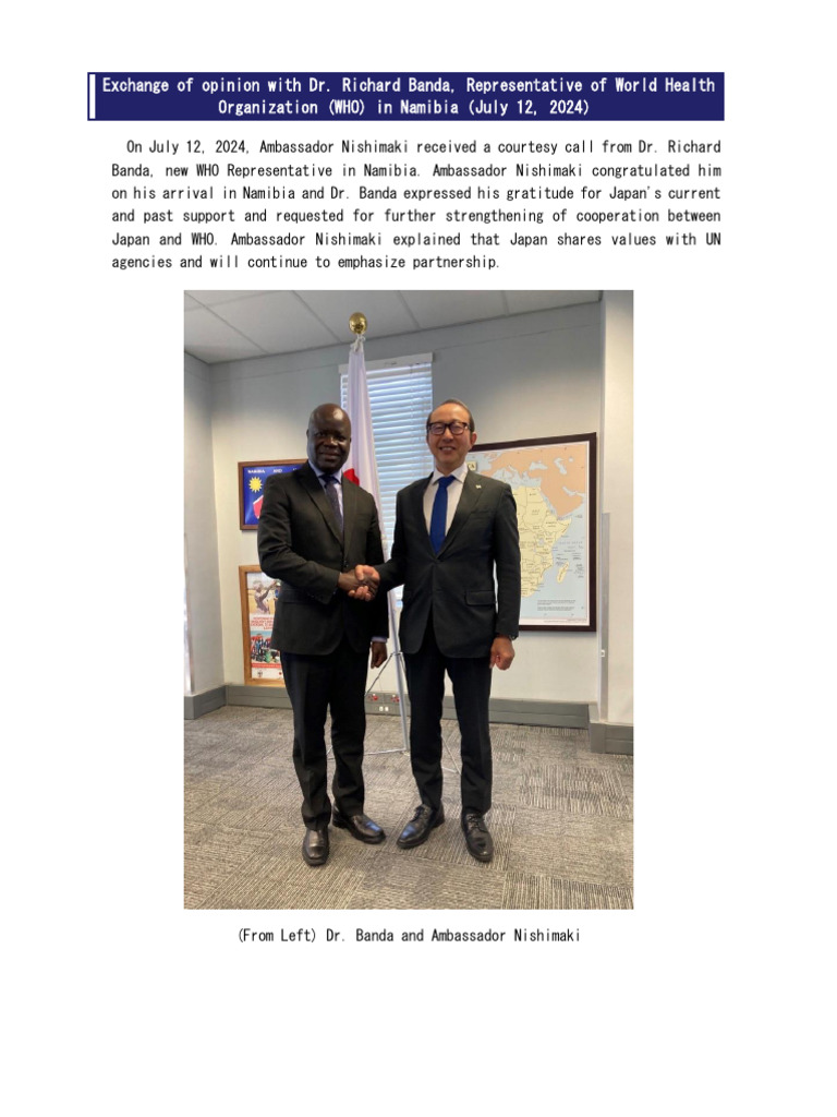 Exchange of Opinion With Dr. Richard Banda, Representative of World ...