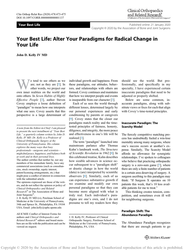 Alter Your Paradigms For Radical Change in Your Life | PDF | Orthopedic ...