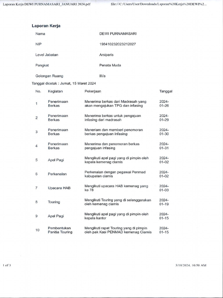 Bln 01 LKB Dewi Purnamasari | PDF