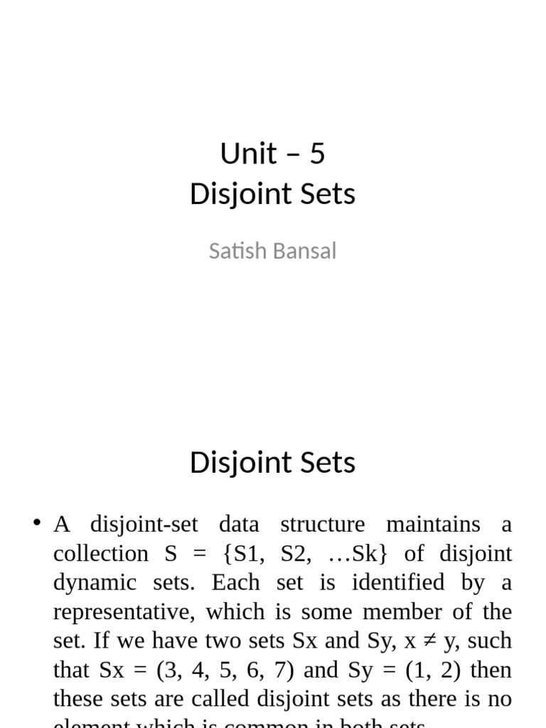 Unit - 5 Disjoint Set | PDF | Discrete Mathematics | Mathematical Relations