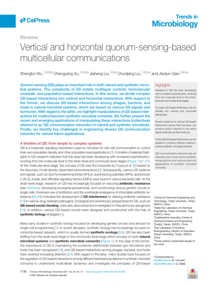 Vertical and Horizontal Quorum-Sensing-Based Multicellular Communications | PDF | Bacteriophage ...