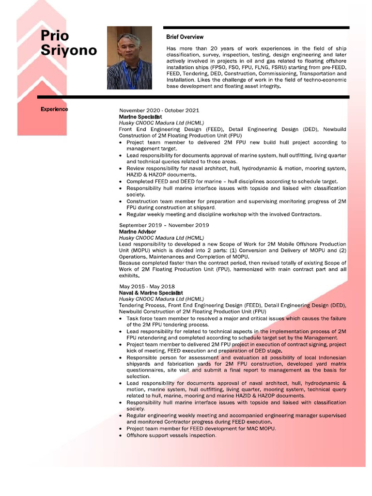 CV - Prio Sriyono (Lead Naval Architech) | PDF