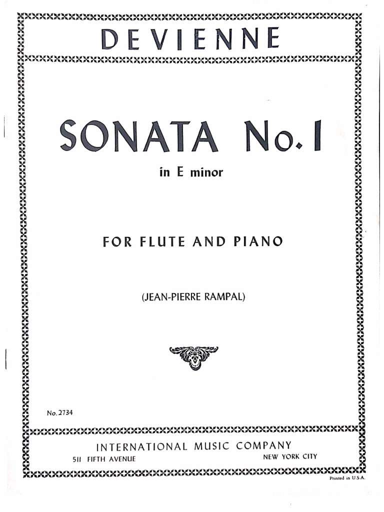 Devienne Sonata 1 E Minor Flute Piano | PDF